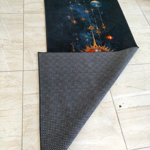 Celestial Pattern Moon and Flowers Runner, Celestial Rug, Celestial ...