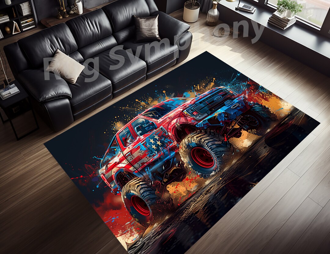 Monster Truck Rug, Monster Trucks Rug, Monster Truck Carpet, Monster ...