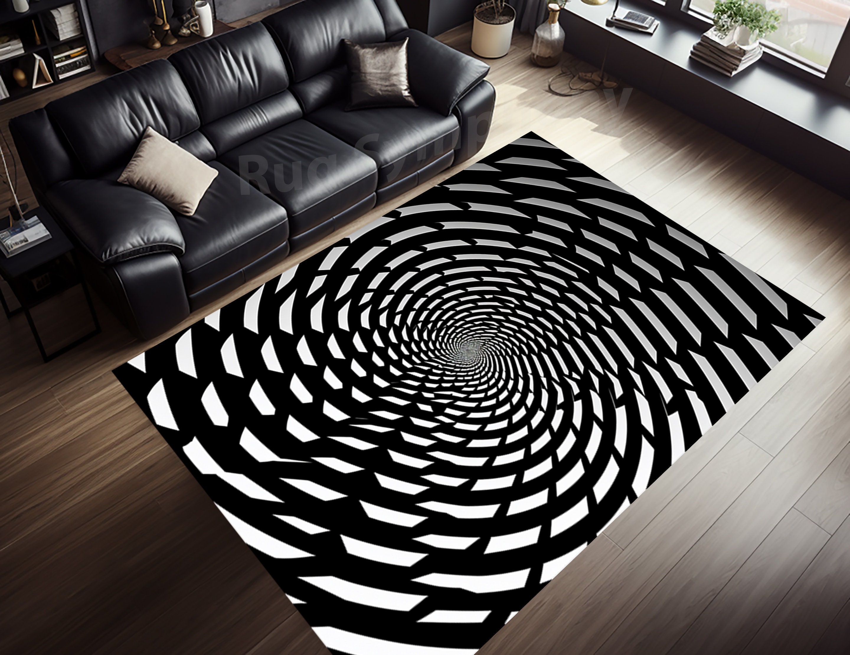 Spiral Composed Vortex Rug, Geometric Shapes Rug, 3D Illusion Rug, 3D ...