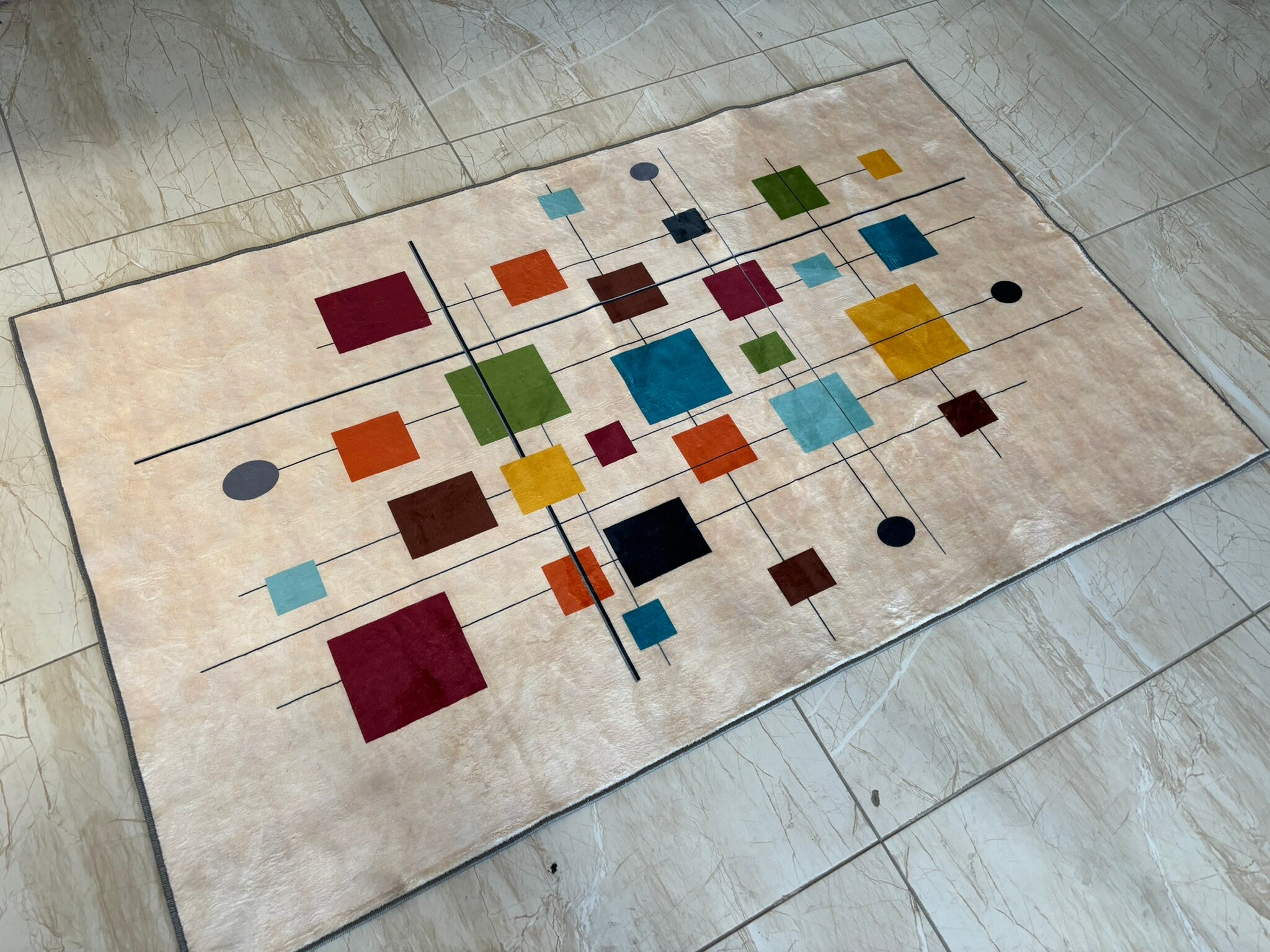 Mid Century Modern Rug, Mid Century Theme Rug, Mid Century Modern Area ...