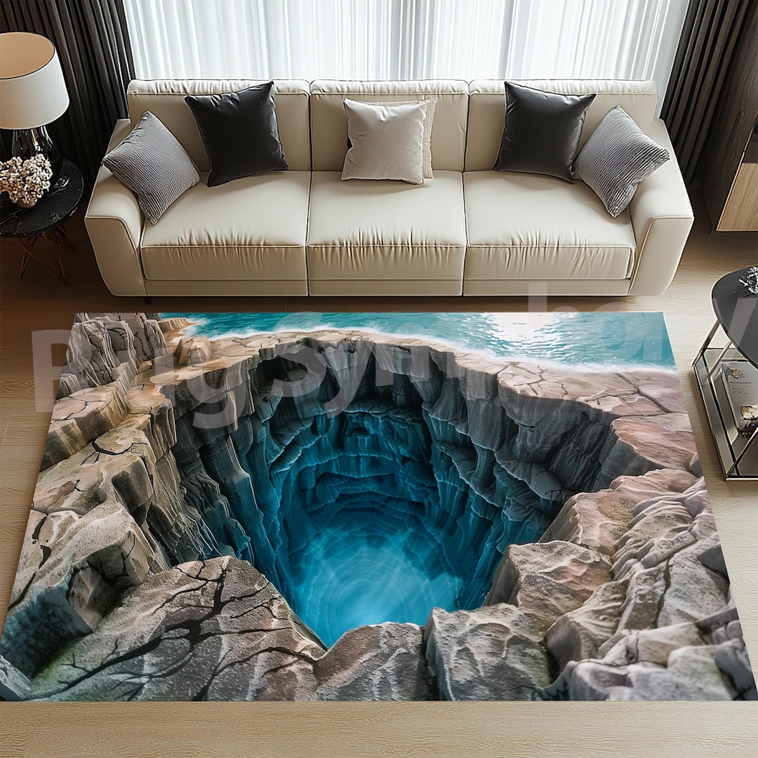 Crack Illusion Rug, 3D Looking Rug, Another Dimension in the Living ...
