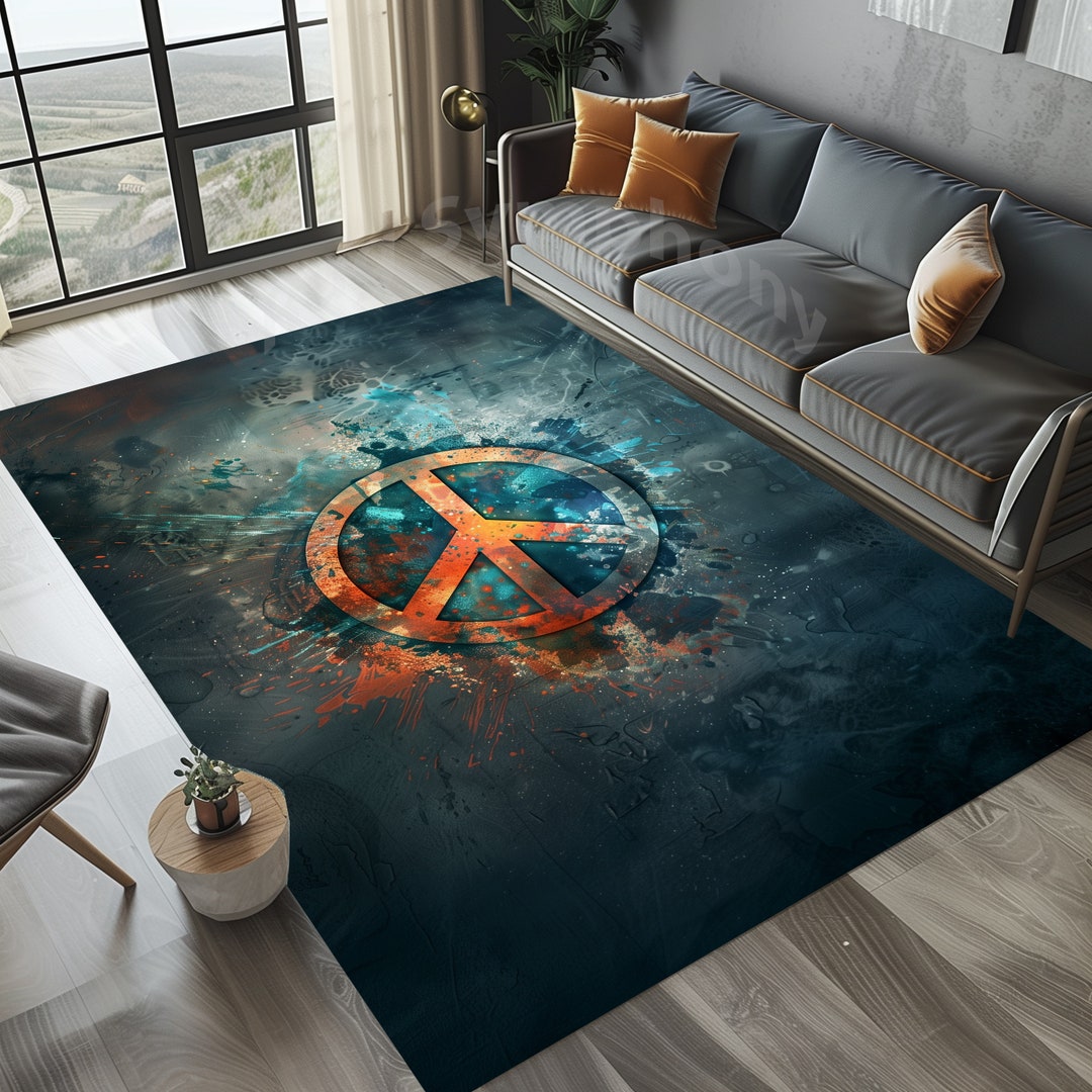 Peace Symbol Rug, Paint Style Peace Symbol Rug, Hippie Rug, Hippie ...
