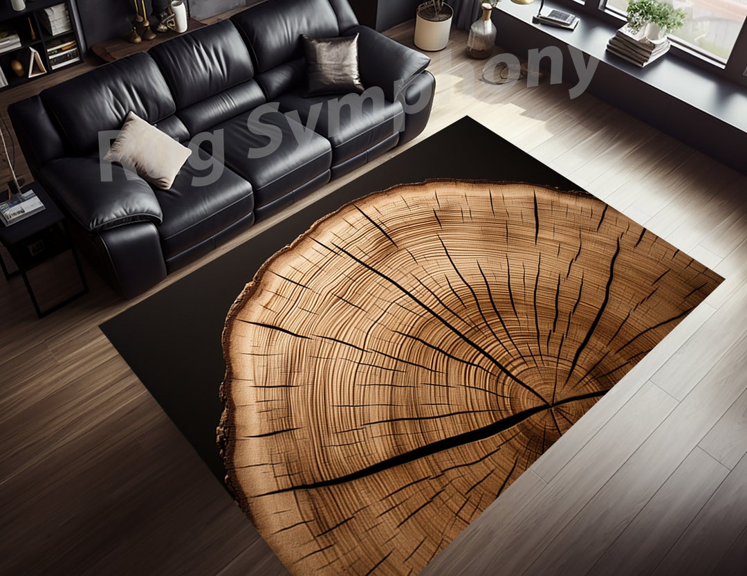 Tree Annual Ring Design Living Room Rug, Tree Ring Rug, Tree Ring Area ...