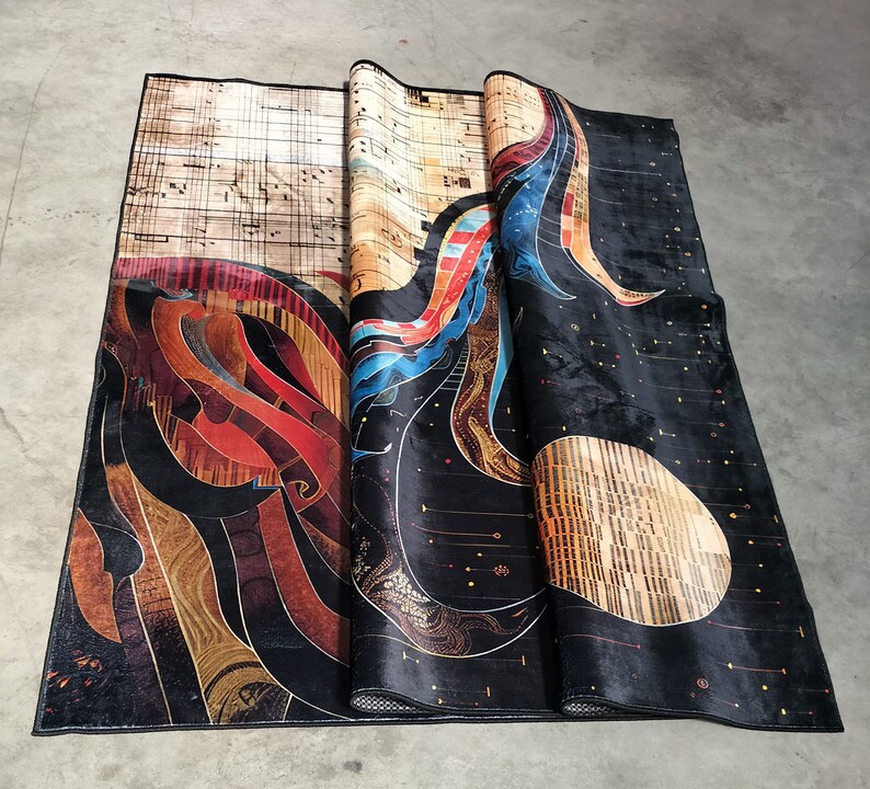 Abstract Music Rug, Music Art Rug, Music Store Rug, Music Notes Rug ...