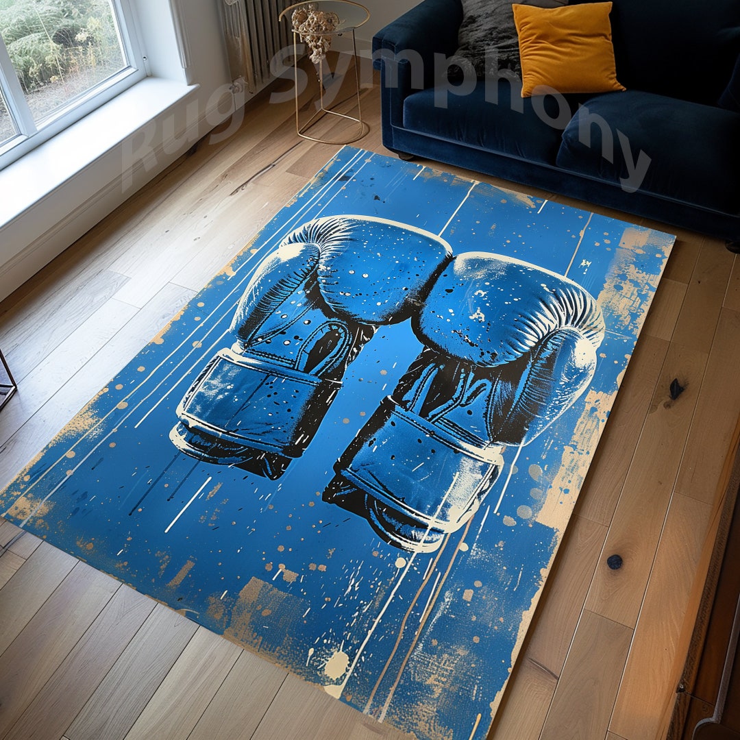 Blue Boxing Gloves Graffiti Rug, Boxing Graffiti Rug, Boxing Gloves Rug ...