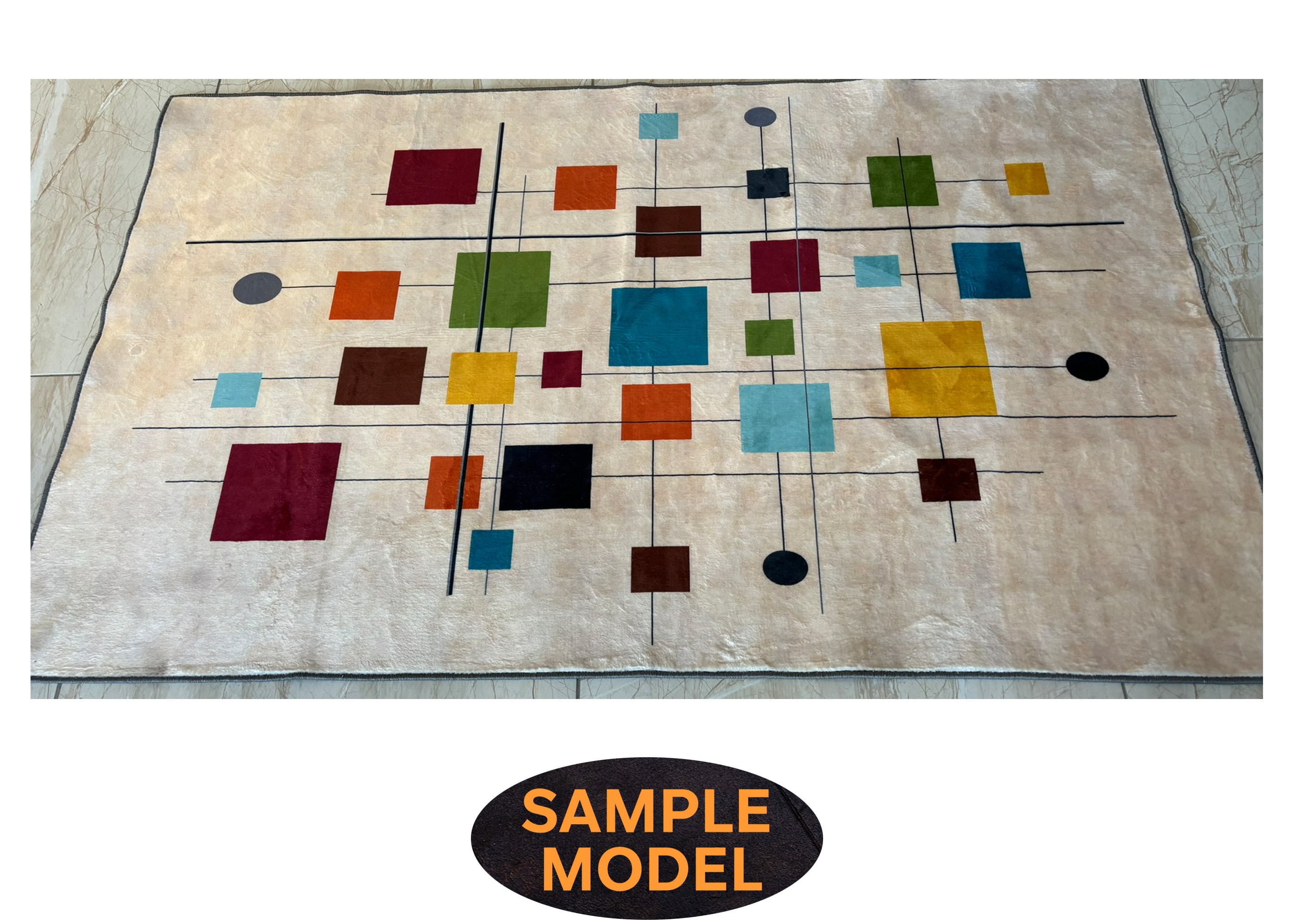 Mid Century Modern Rug, Mid Century Theme Rug, Mid Century Modern Area ...