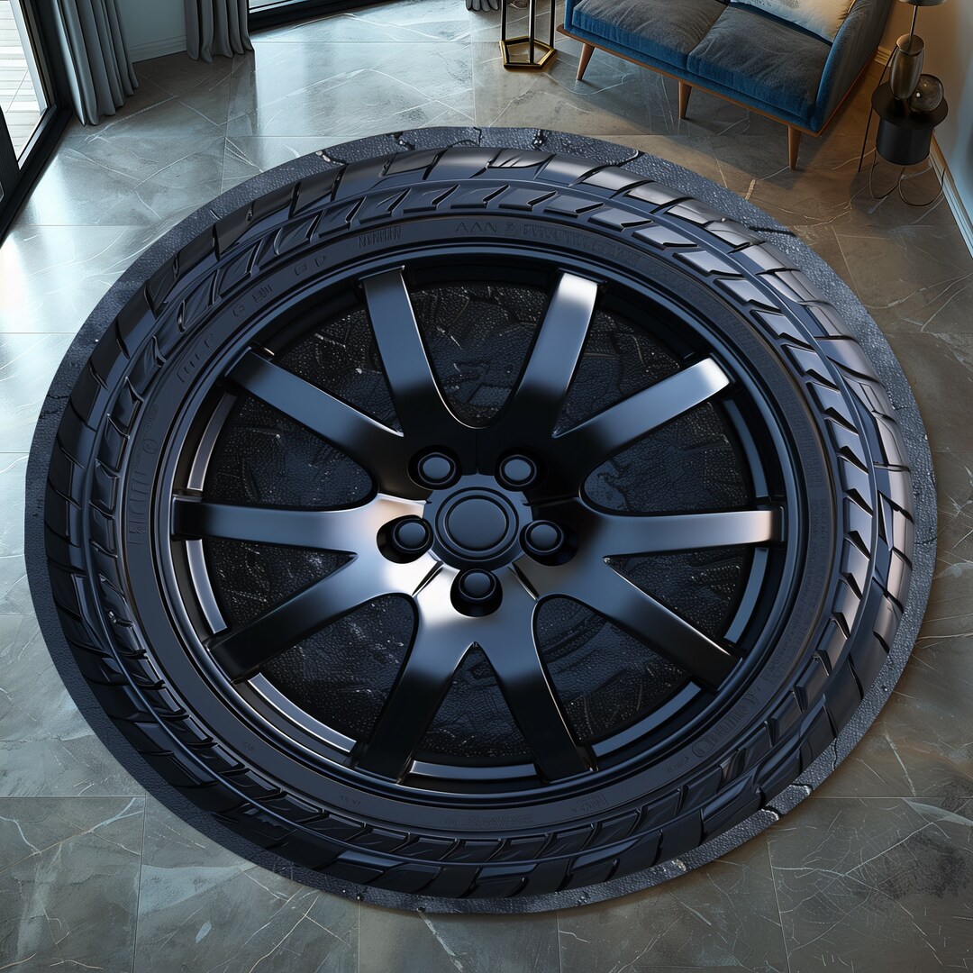 Round Tire Rug, Car Tire Round Rug, Car Decor, Car Rug, Man Cave Rug ...