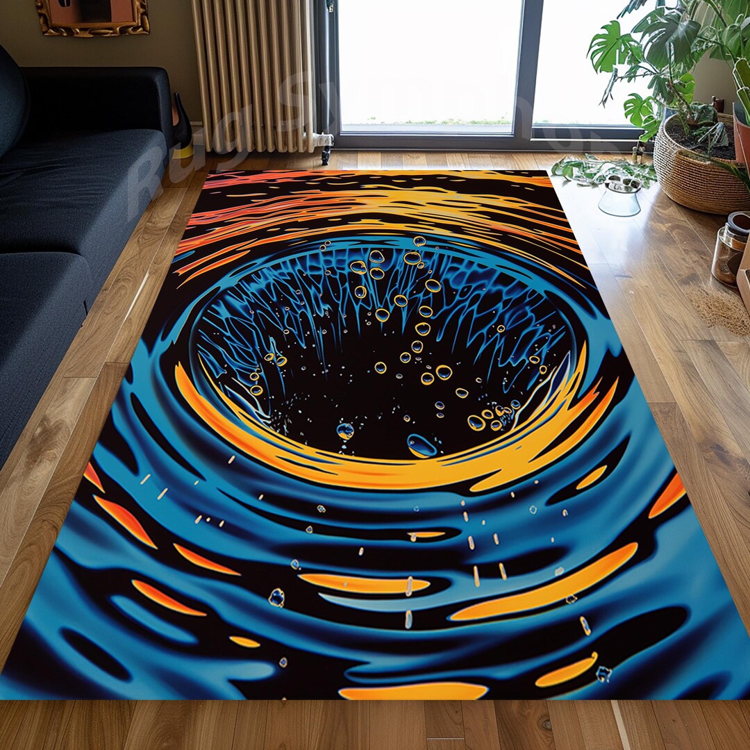 3D Looking Water Drops Rug, Blue Illusion Rug, Optical Illusion Rug, 3D ...