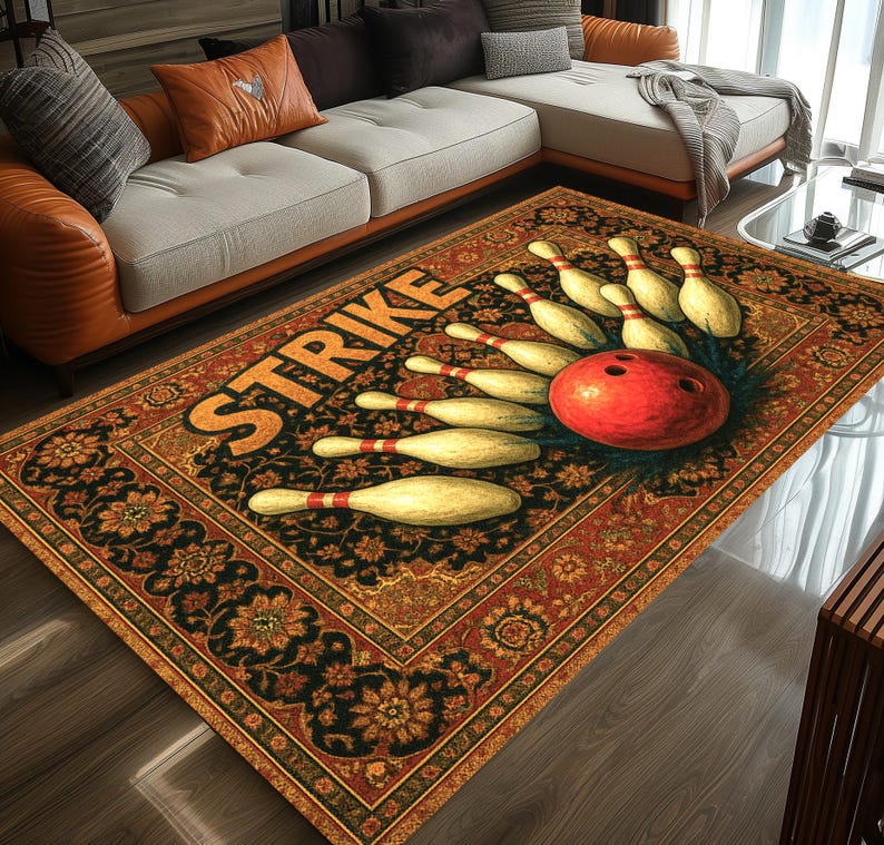 Rustic Bowling Alley Rug: Traditional Bowling Fan Decor - Etsy