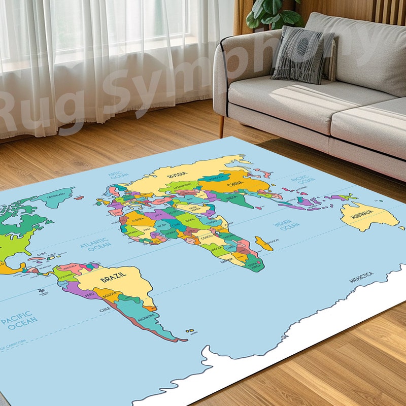 World Map Rug - Etsy