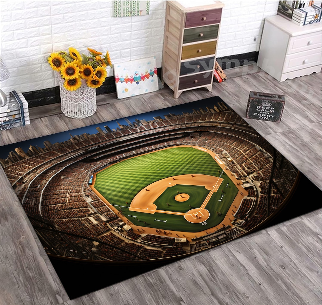 Ballpark Area Rug, Baseball Park Rug, Baseball Stadium Rug, Baseball ...