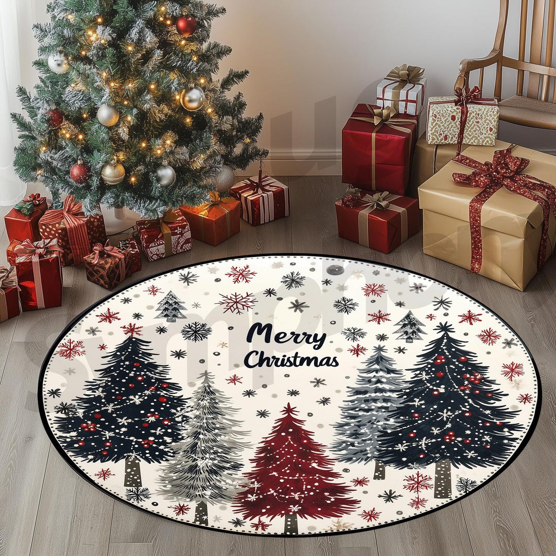Merry Christmas Rug, Christmas Decor, Merry Christmas Round Area Rug ...