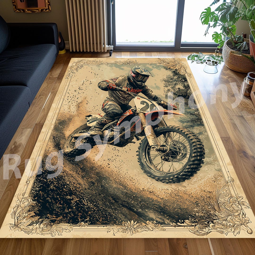 Motocross Fan Rug, Motocross Rug, Motocross Area Rug, Motorcycle Rug ...