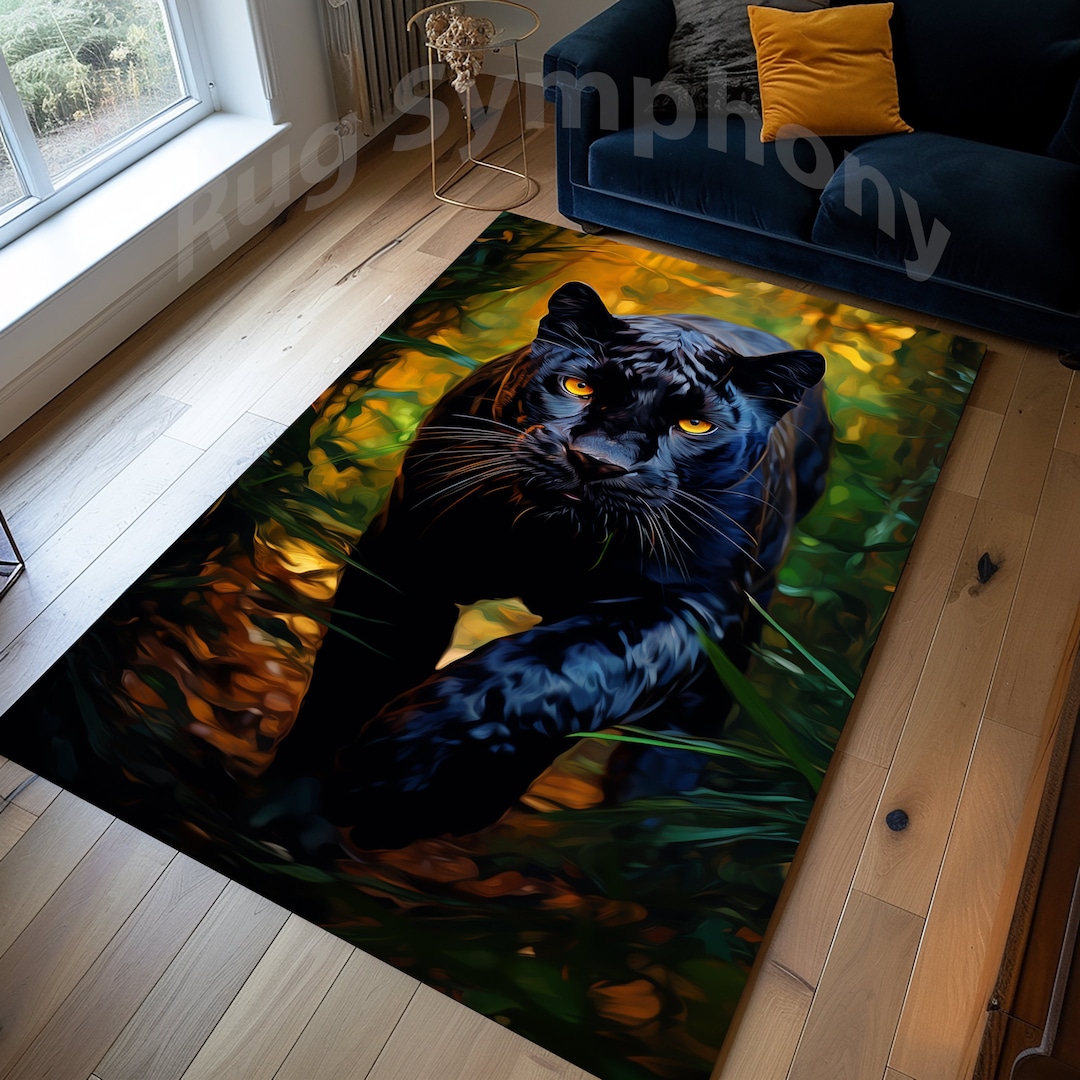 Panther Pattern Area Rug for Living Room, Panther Rug, Panther Art Rug ...