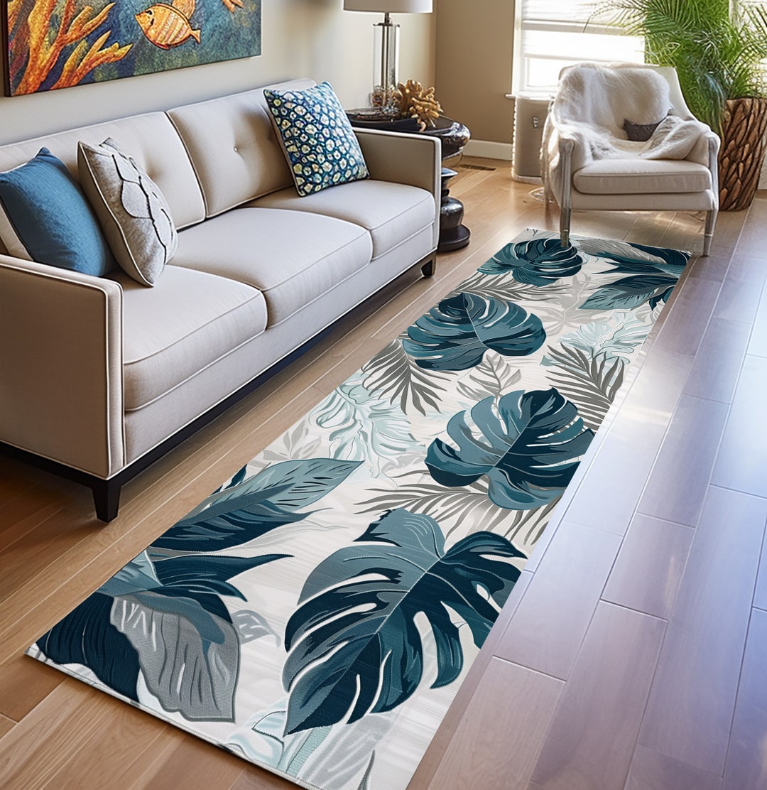 Floral Runner, Monstera Runner, Floral Non-slip Area Rug Runner, Leaf ...