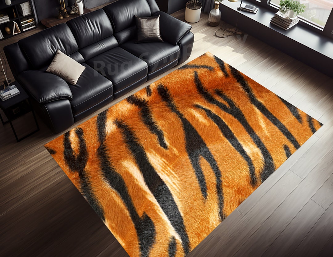 Tiger Pattern Rug, Painting Style Tiger Rug, Tiger Rug, Tiger Area Rug ...