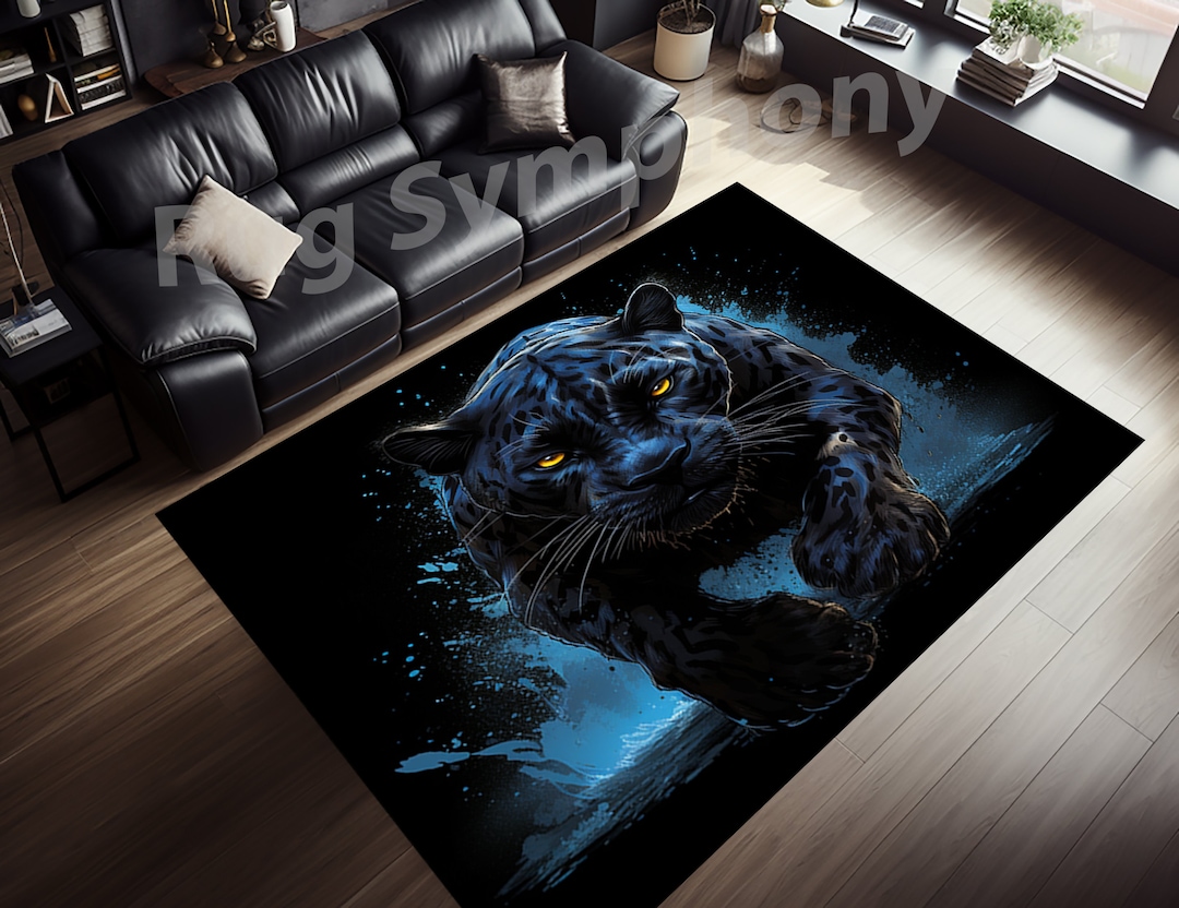 Panther Art Area Rug: Oil Paint Style, Non-slip Cotton Base - Etsy
