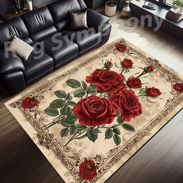 Rug With Roses - Etsy