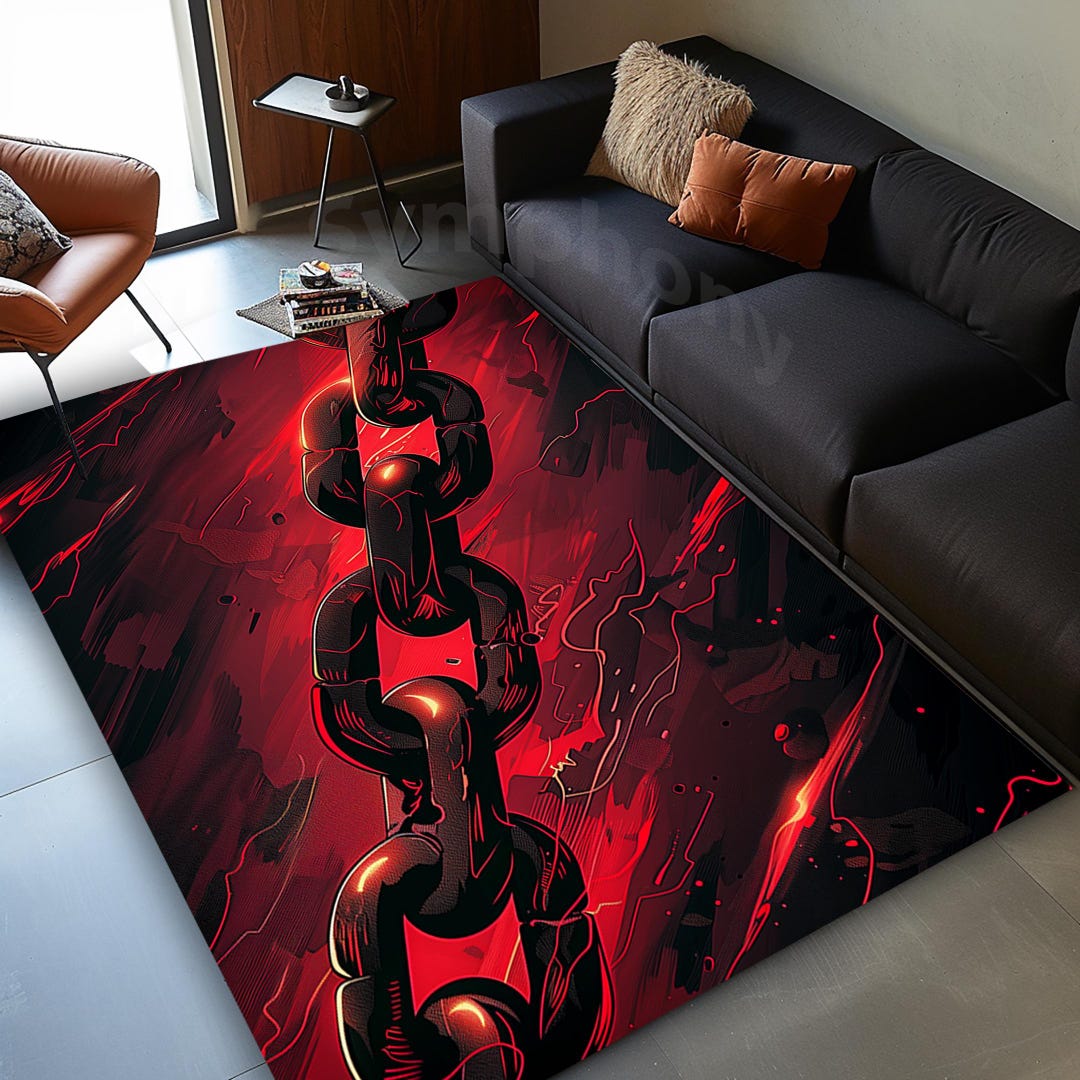 Vector Art Retro Style Poster Rug, Retro Chain Illustration Rug, Chain ...