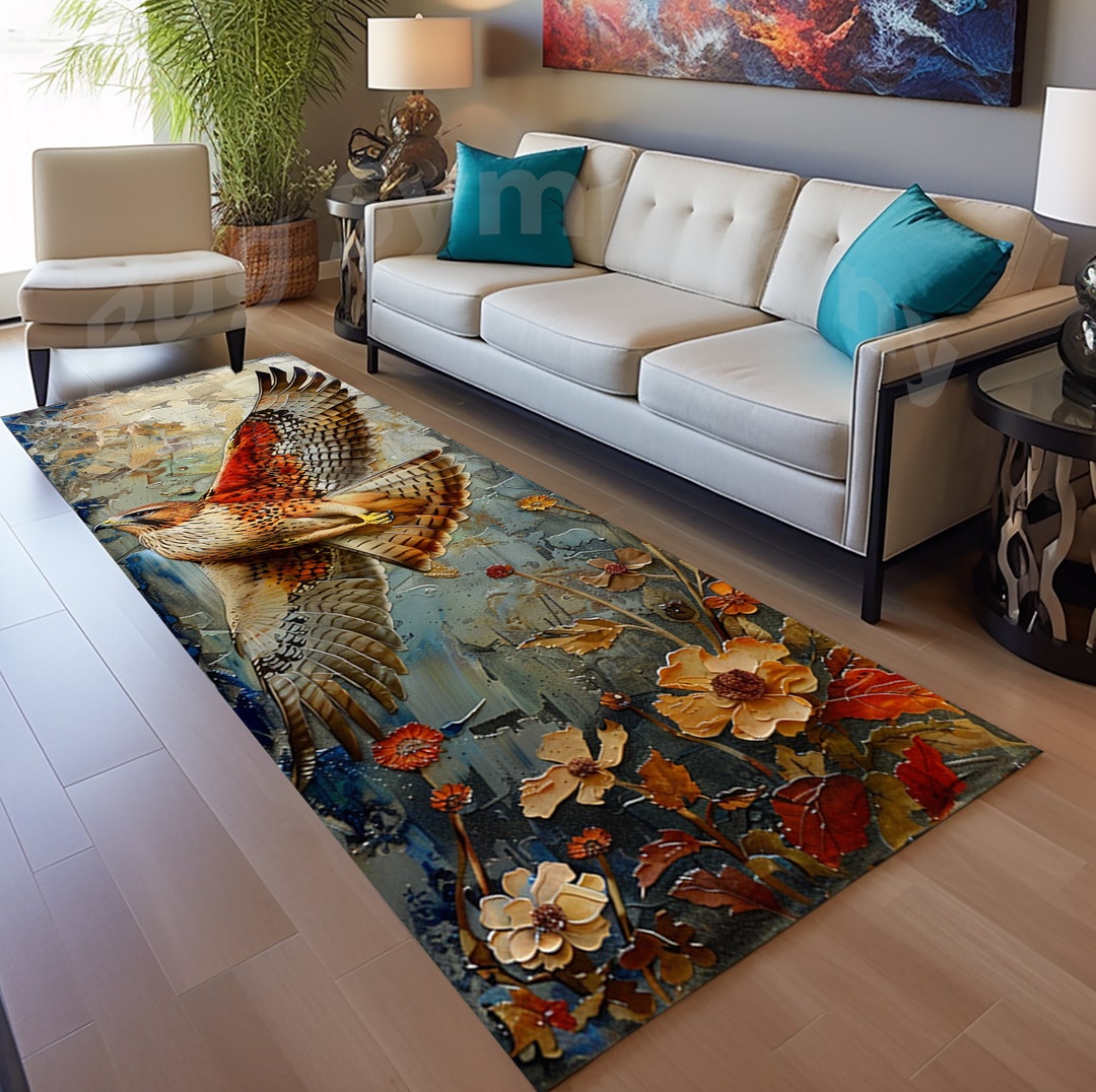 Hawk Painting Runner, Bird Rug, Bird Runner, Nature Rug, Nature Runner ...