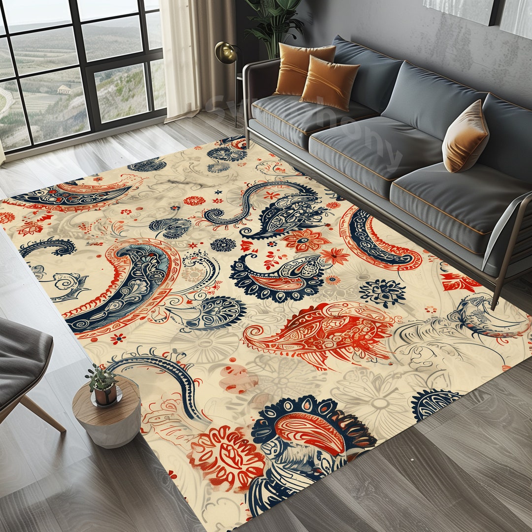 Paisley Design Floral Pattern Rug, Paisley Pattern Rug, Paisley Rug ...