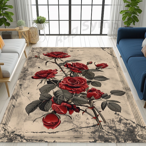 Rug With Roses - Etsy