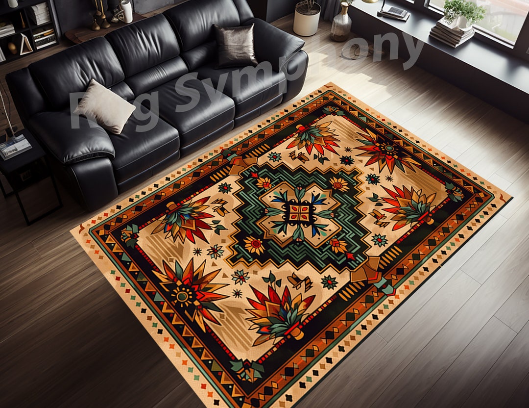 Rustic Aztec Rug, Colorful Aztec Rug, Traditional Aztec Rug, Painting ...