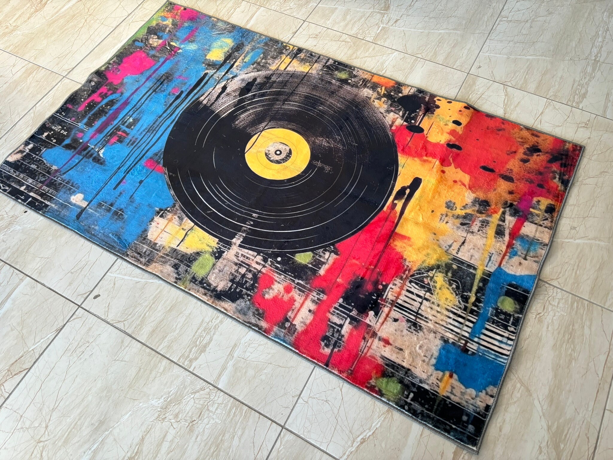 Creative Music Rug, Record Art Rug, Graffiti Record Rug, Record Moon ...