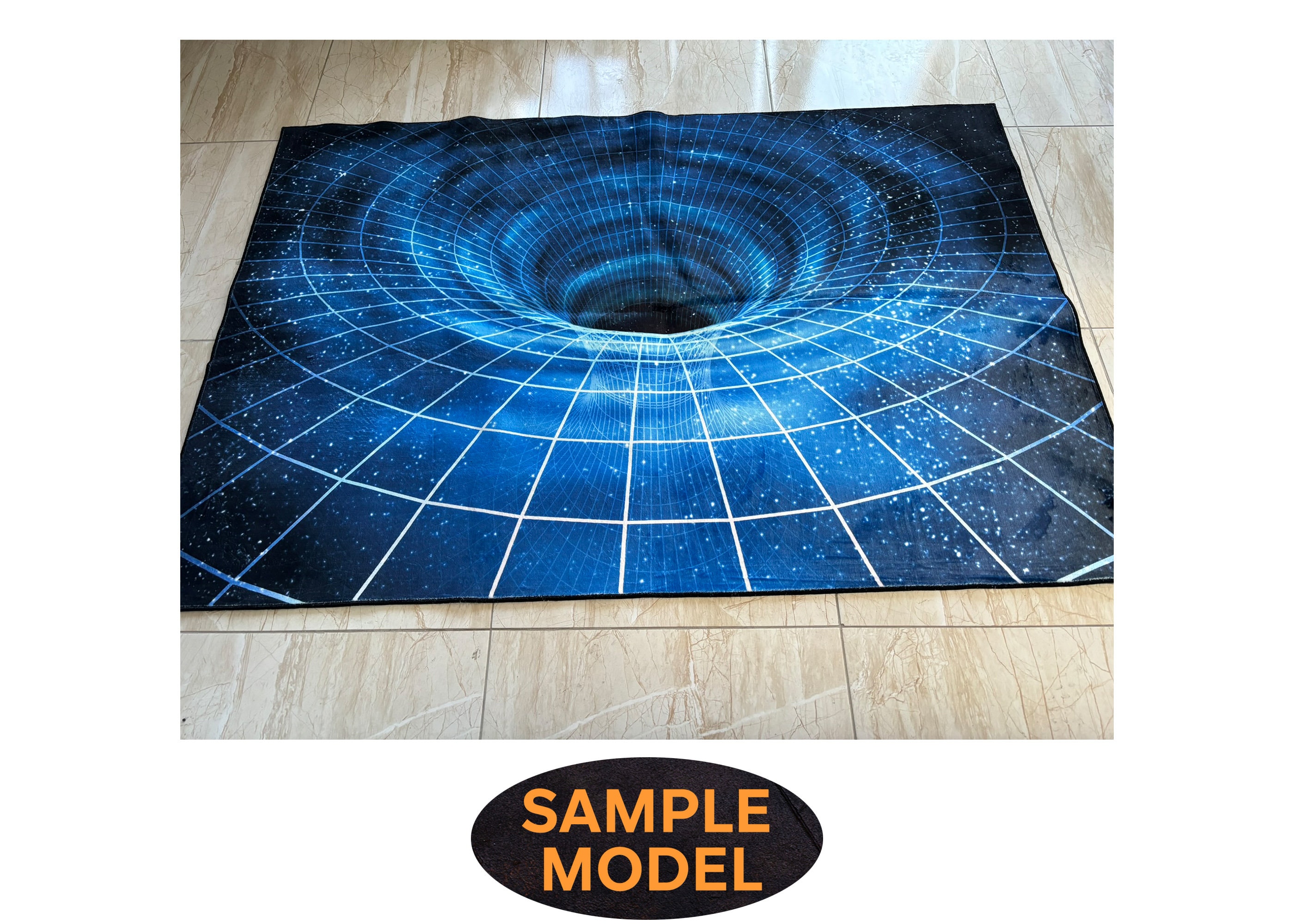Black and White Vortex Rug, Spiral Composed Vortex Rug, 3D Illusion Rug ...
