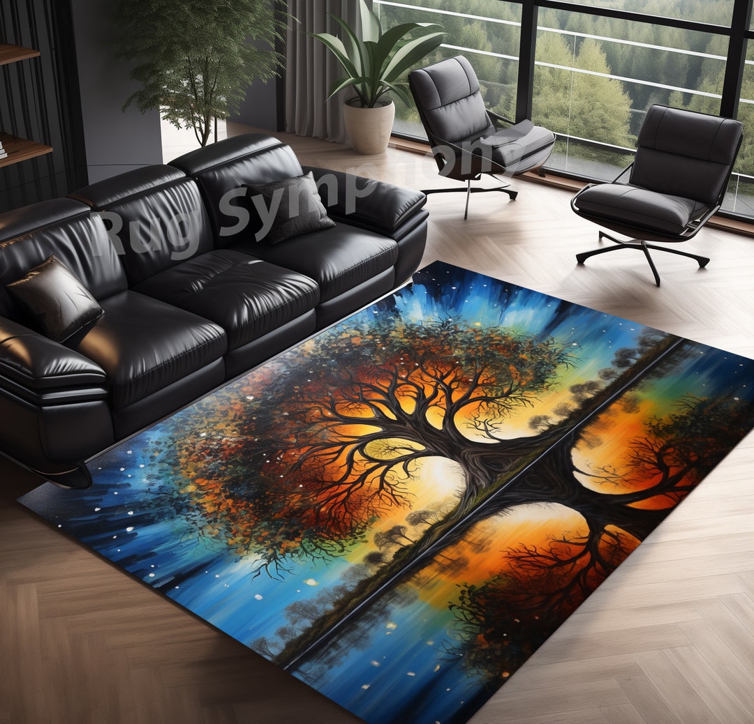 Sun and Tree Rug, Colorful Tree of Life Rug, Tree of Life Rug, Sun Rug ...