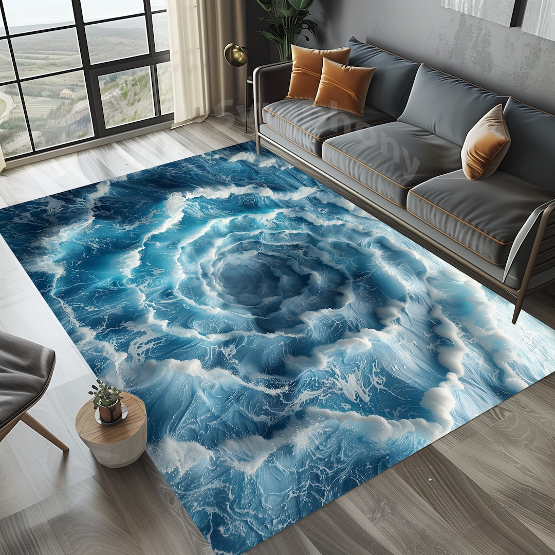 3D Sea Rug, Spiral Sea Rug, Spiral Vortex Rug, Vortex Storm Rug, 3D ...