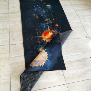 Celestial Pattern Moon and Flowers Runner, Celestial Rug, Celestial ...