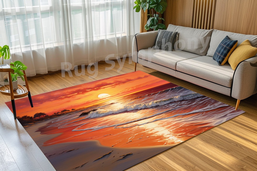 Tropical Island Rug, Sunset Rug, Sunset Area Rug, Sun Rug, Sun Area Rug ...