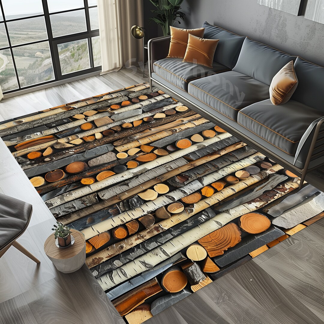 Abstract Wood Grain Area Rug: 3D Tree Trunk Design - Etsy