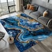 Blue and Golden Marble Texture Rug, Marble Rug, Gold Marble Rug, Blue ...
