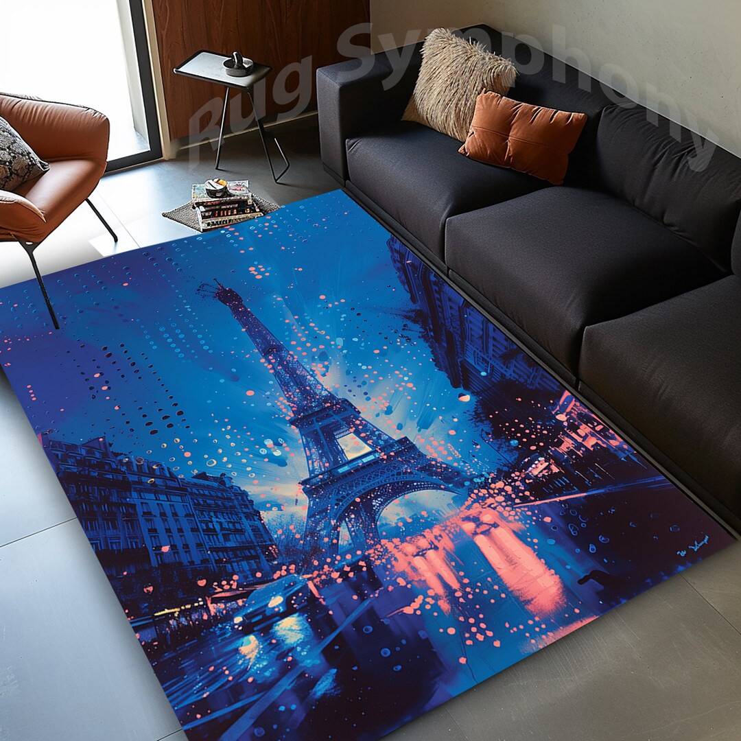 Blue Eiffel Tower Rug: Pop Art Paris Area Rug - Etsy