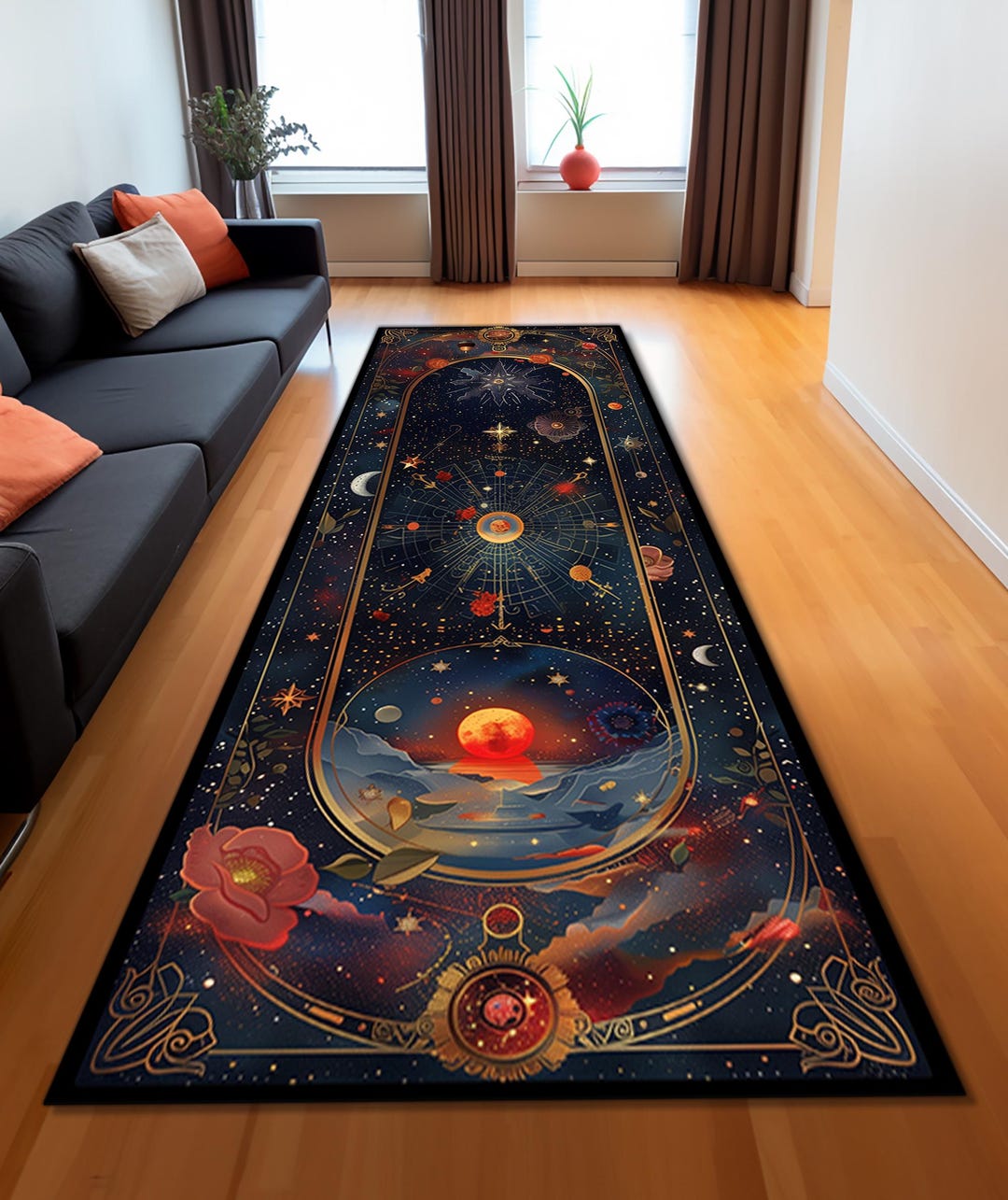Celestial Pattern Runner, Celestial Rug, Celestial Runner, Cosmic Rug ...
