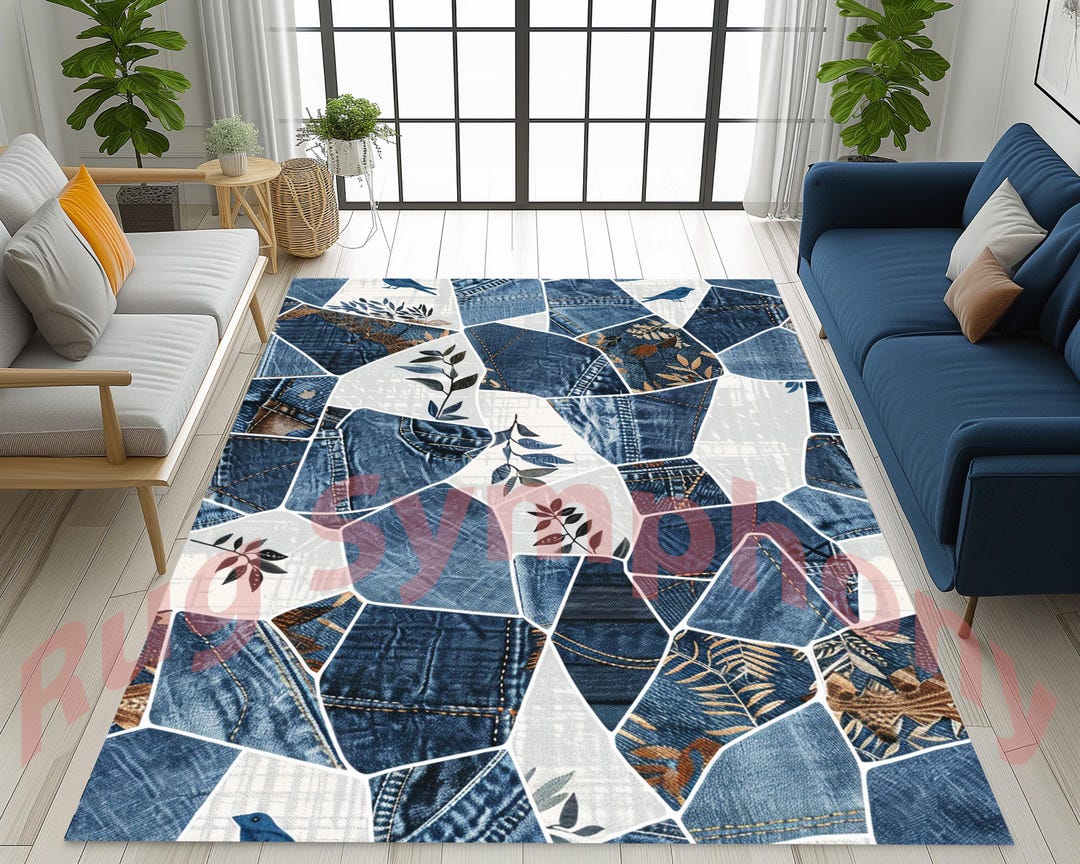 Denim Fabric Rug, Denim Rug, Blue Denim Rug, Jean Area Rug, Denim ...