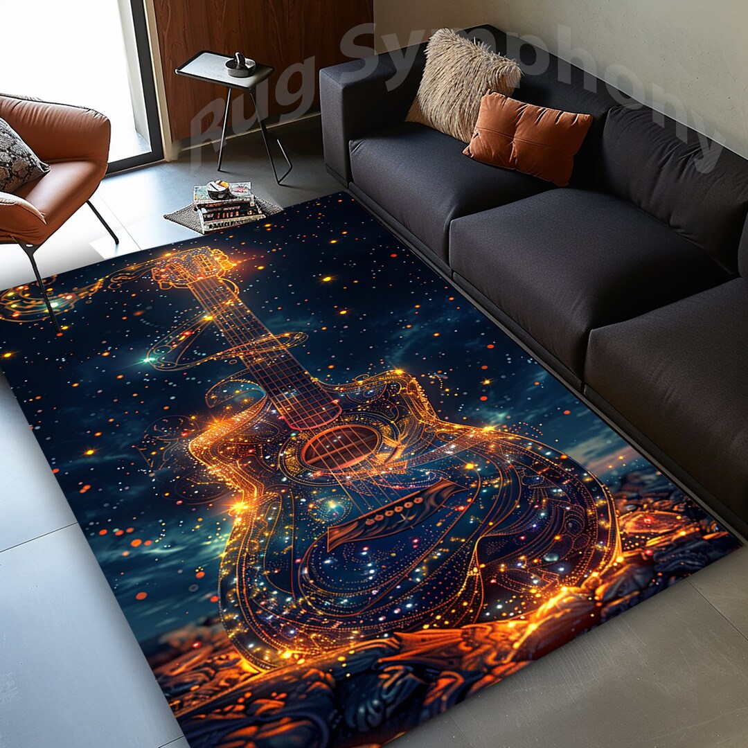 Extremely Detailed Fantasy Illustration Guitar Rug, Guitar Illustration ...