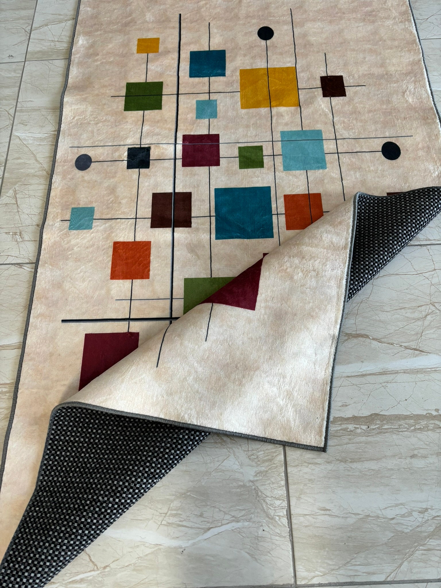 Mid Century Modern Rug, Mid Century Theme Rug, Mid Century Modern Area ...