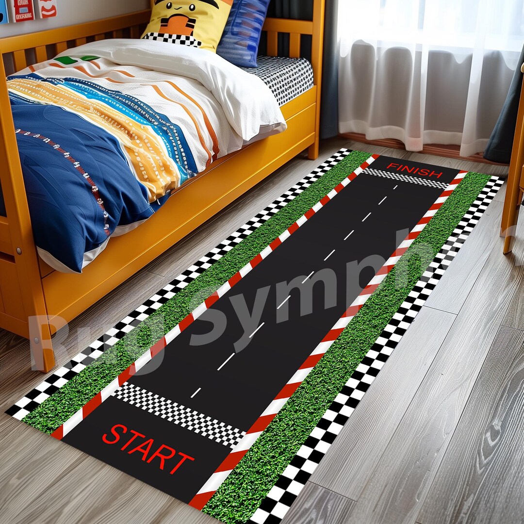 Race Track Runner, Car Track Rug, Road Rug, Racing Car Runner, Race ...