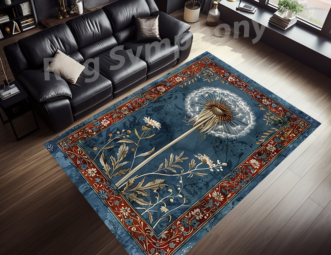 Traditional Dandelion Rug, Painting Style Dandelion Rug, Rustic ...