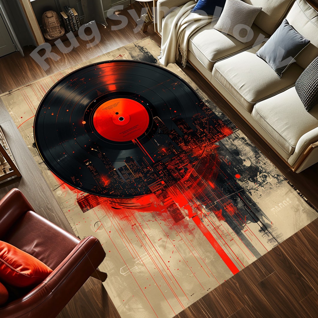 Creative Music Rug, Record Art Rug, Graffiti Record Rug, Record Moon ...