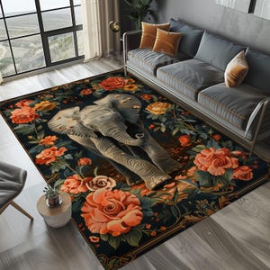 Rustic Elephant Area Rug, Wild Animals Rustic Rug, Rustic Elephant Rug ...