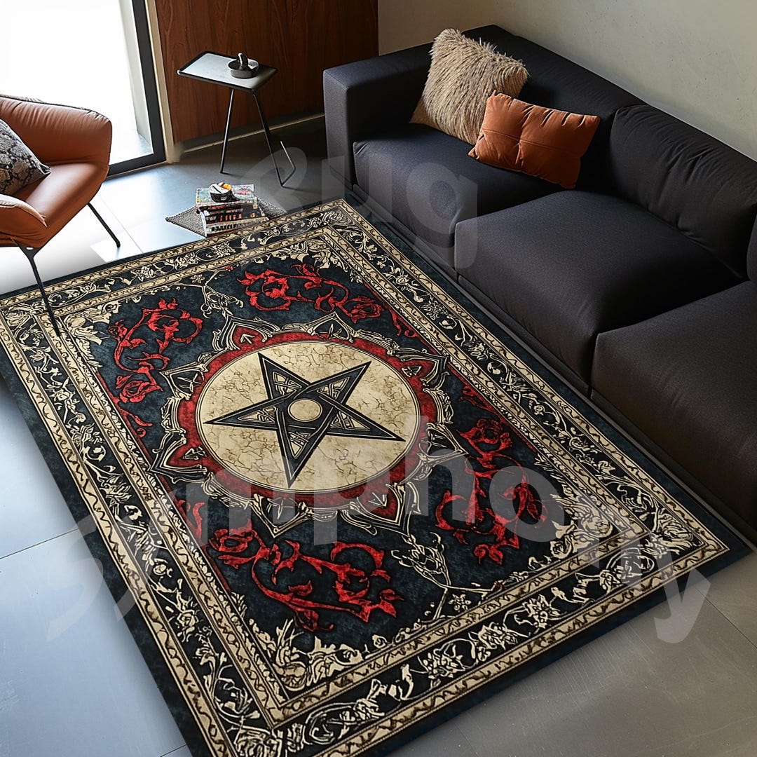 Gothic Pentagram Area Rug, Ornate Purple Design - Etsy