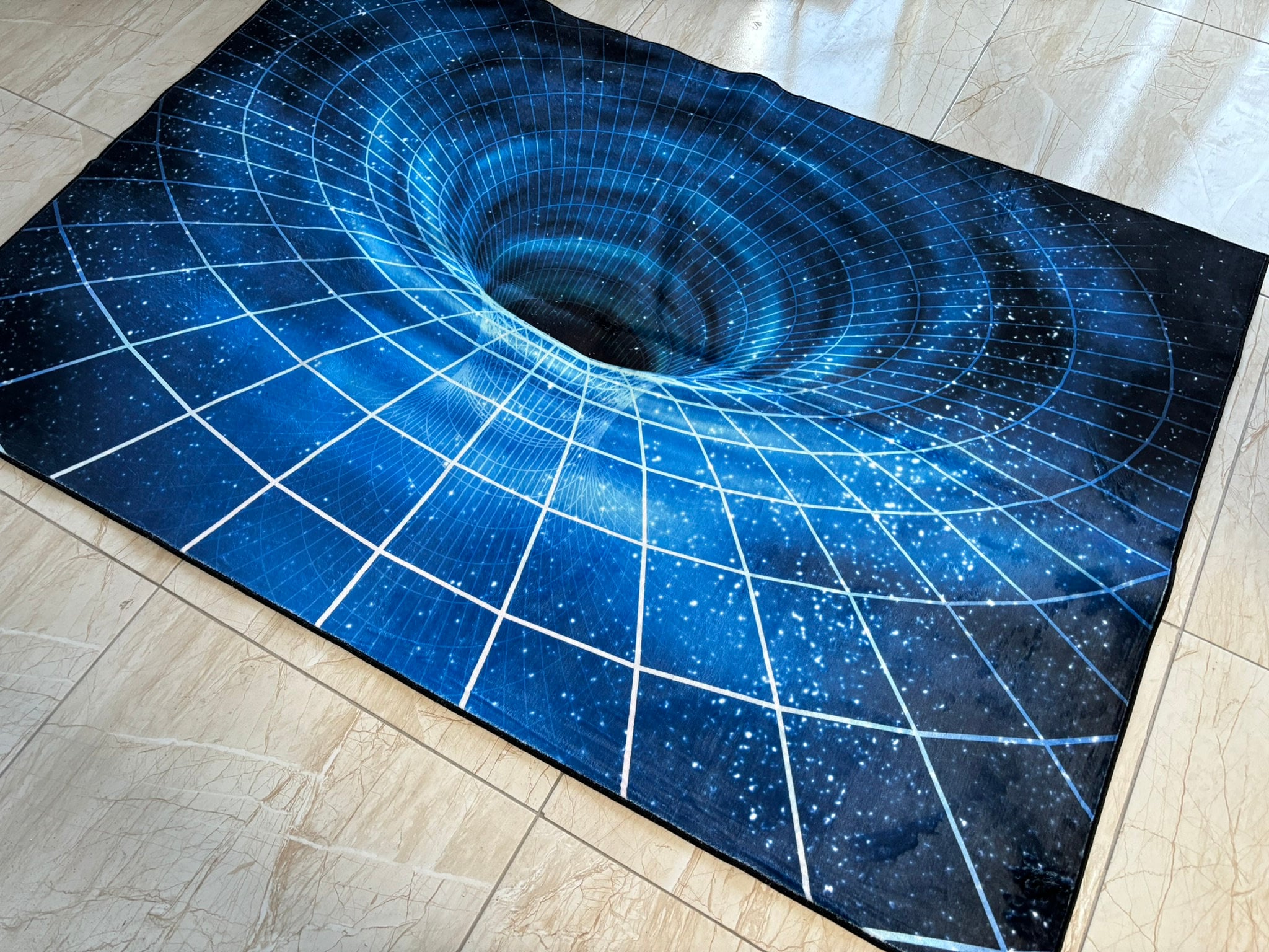 Black and White Vortex Rug, Spiral Composed Vortex Rug, 3D Illusion Rug ...