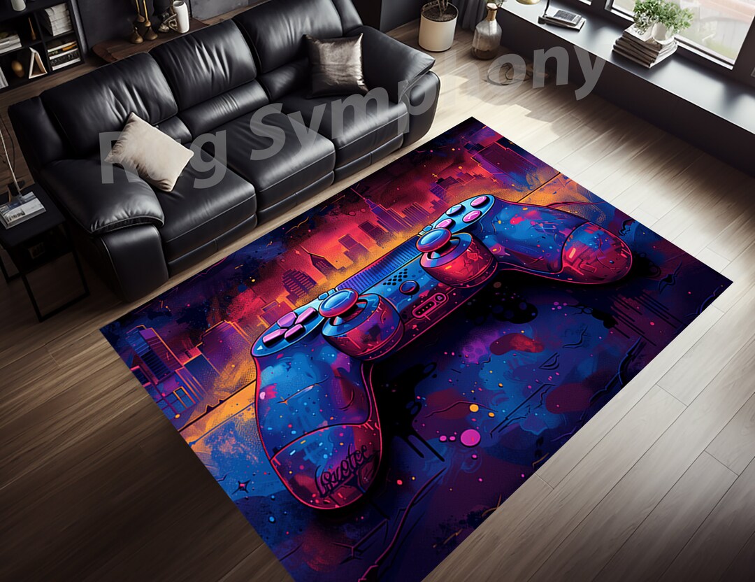 Gamer Zone Rug, Game Controller Rug, Gamer Joystick Rug, Colorful ...