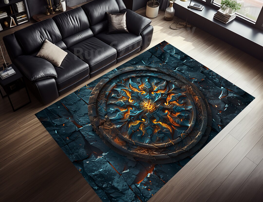 The Vegvisir Odin Sphere Area Rug, Viking Theme Rug, Vegvisir Rug ...