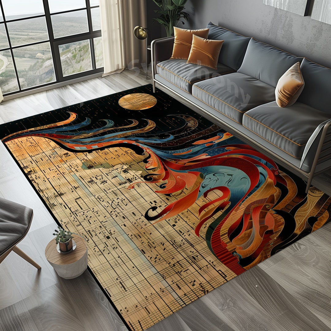 Abstract Music Rug, Music Art Rug, Music Store Rug, Music Notes Rug ...