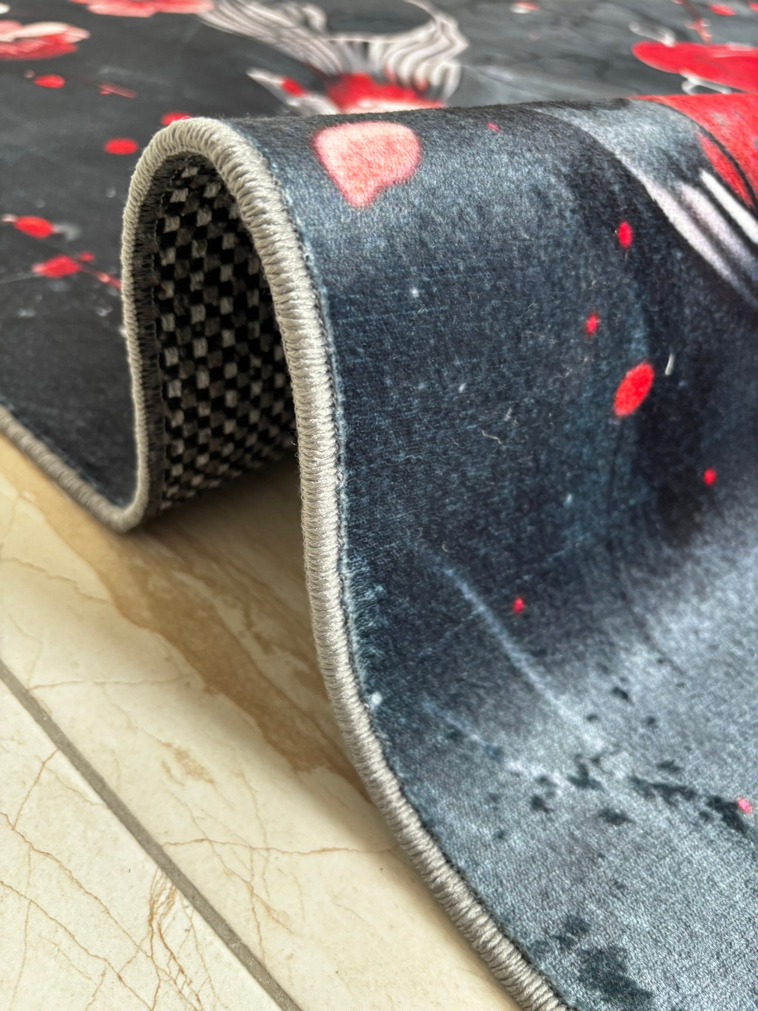 Koi Fish and Cherry Blossom Rug, Abstract Japanese Pattern Rug, Koi ...